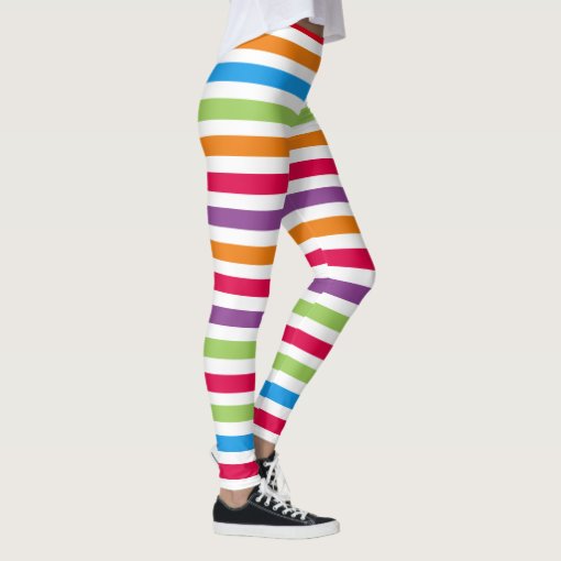 Bright Colorful Fun Striped Pattern Leggings | Zazzle