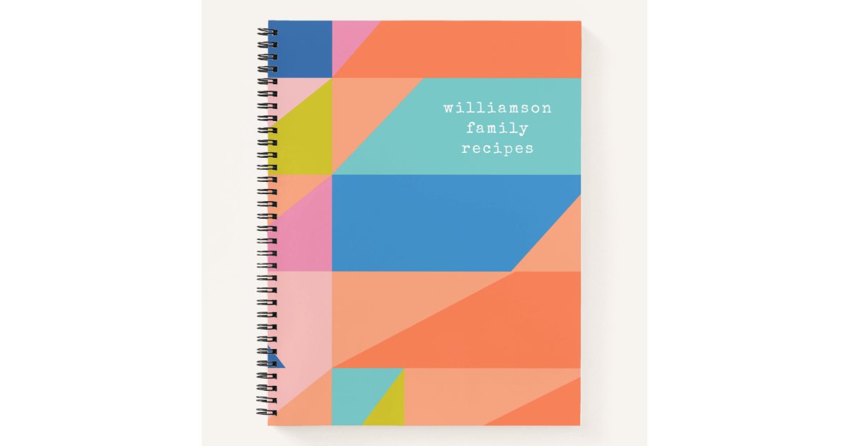 Bright Colorful Geometric Orange Custom Recipe Notebook | Zazzle