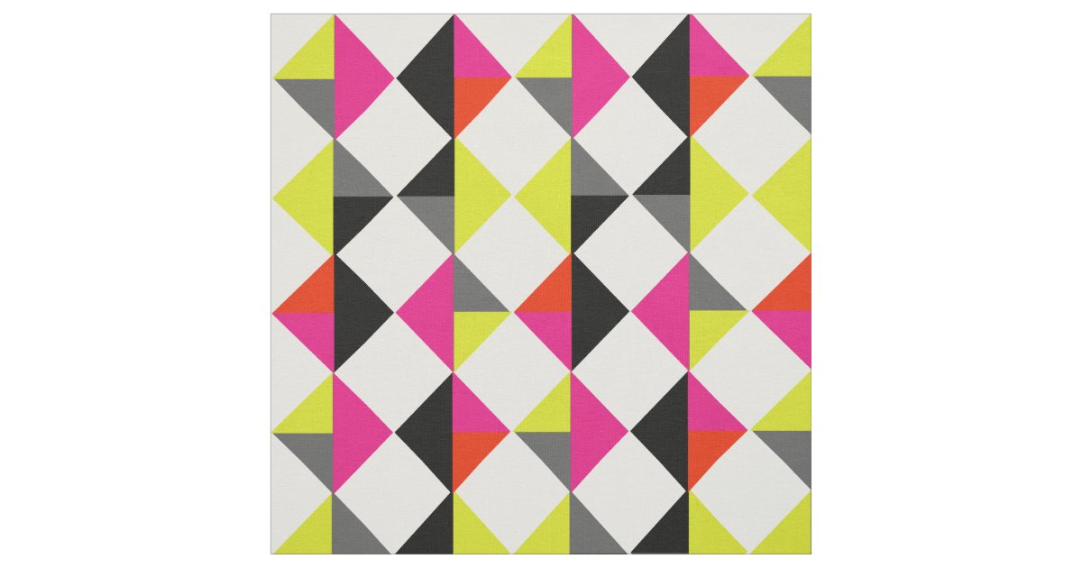 Bright Colorful Modern Geometric Diamond Patterned Fabric | Zazzle