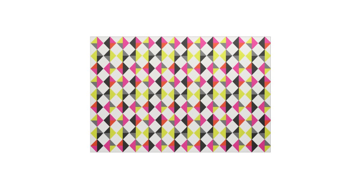 Bright Colorful Modern Geometric Diamond Patterned Fabric | Zazzle