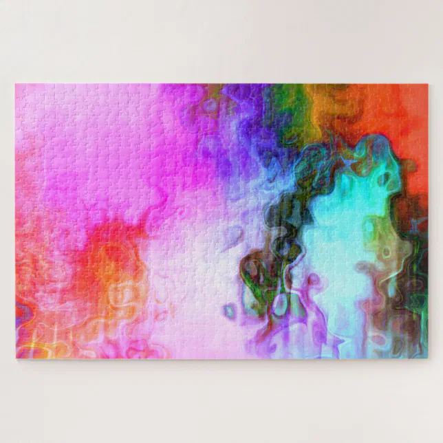 Bright Colorful Pink Abstract Art Jigsaw Puzzle | Zazzle