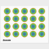 Bright Colorful Pinwheel Fractal Classic Round Sticker | Zazzle