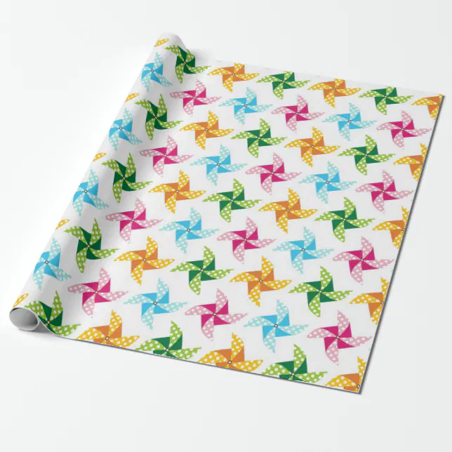 Bright Colorful Pinwheel Pattern Wrapping Paper | Zazzle
