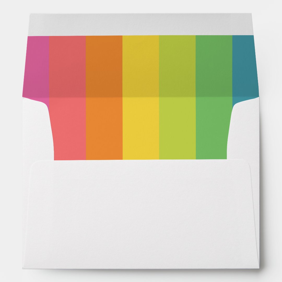 Bright Colorful Rainbow Liner with Return Address Envelope | Zazzle