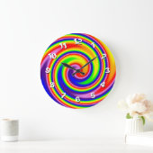 Bright Colorful Rainbow Spiral Swirl Wonky Numbers Large Clock | Zazzle