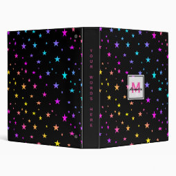 Bright Colorful Stars: Monogram Binder | Zazzle
