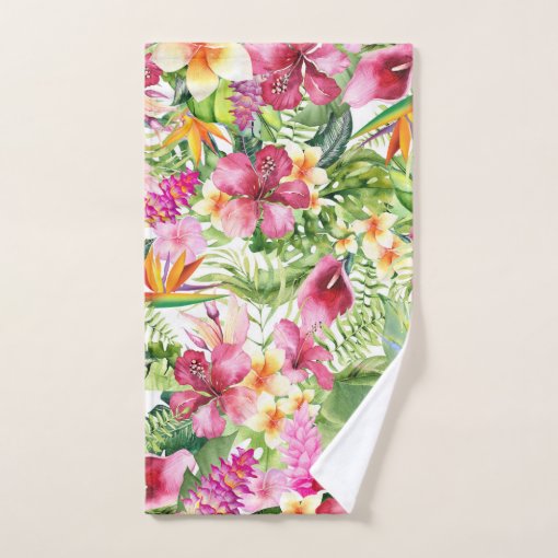 Bright Colorful Tropical Floral Botanical Leaves Bath Towel Set | Zazzle
