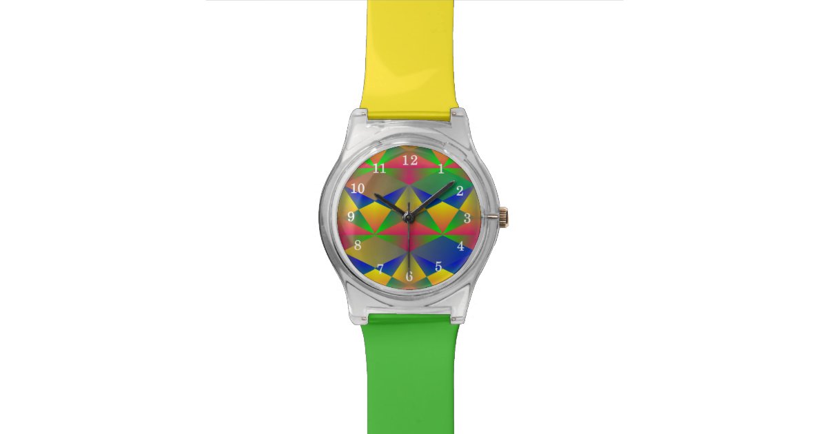 Bright Colorful Two Tone Funky Wrist Watch | Zazzle