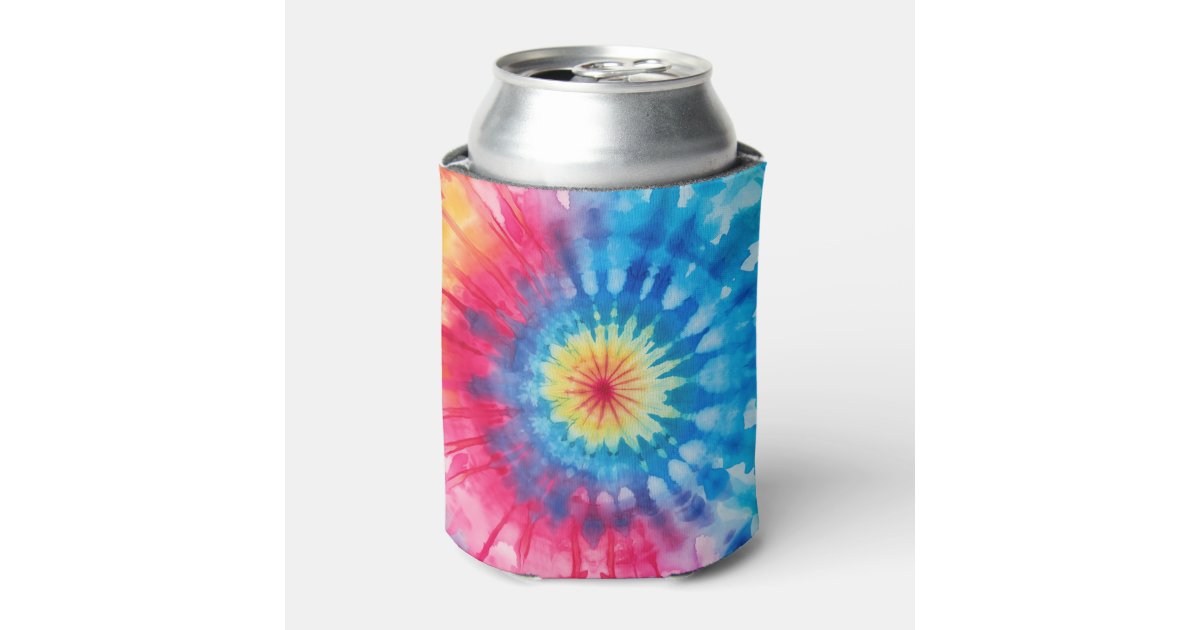 Bright Colorful Watercolor Tie Dye Can Cooler | Zazzle
