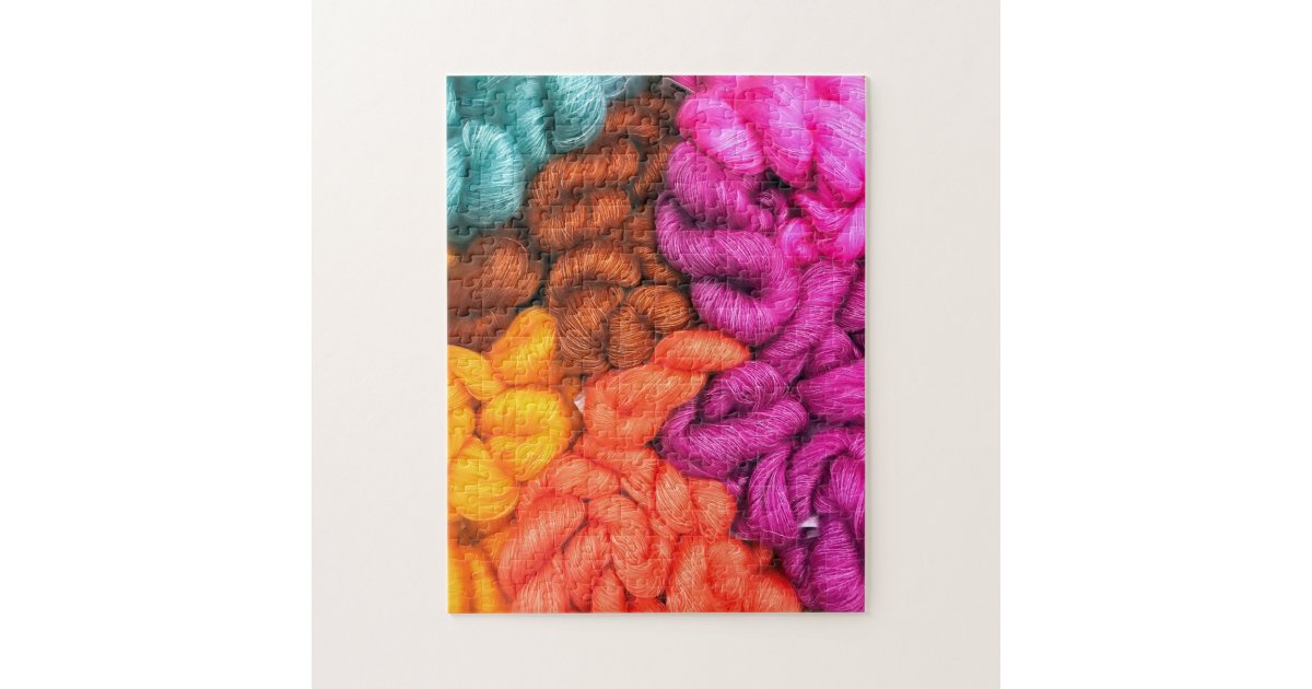 Bright colorful yarn photo jigsaw puzzle | Zazzle