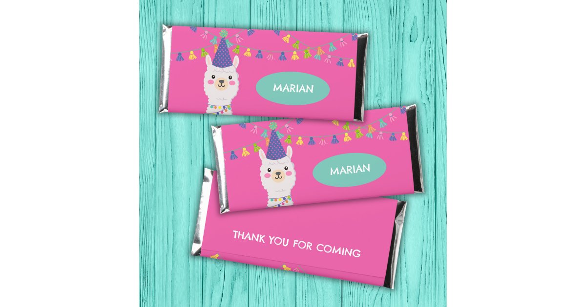 BRIGHT COLORS CUTE LLAMA HERSHEY BAR FAVORS | Zazzle