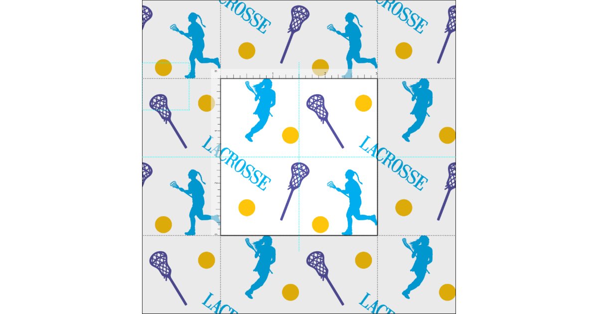 Bright Colors Female Lacrosse Player Pattern Fabric | Zazzle