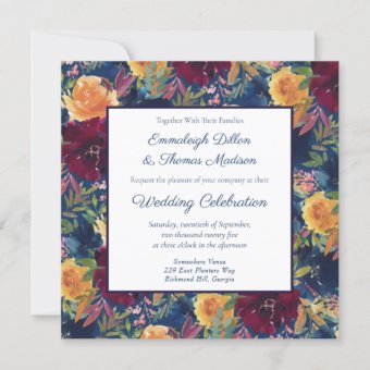 Bright Colors Watercolor Floral Pattern Wedding Invitation | Zazzle