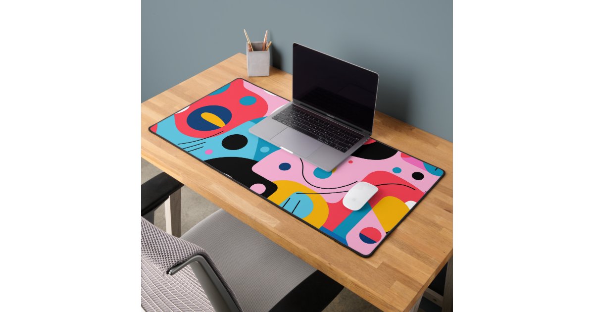 Bright colors whimsical shapes modern geometric desk mat | Zazzle