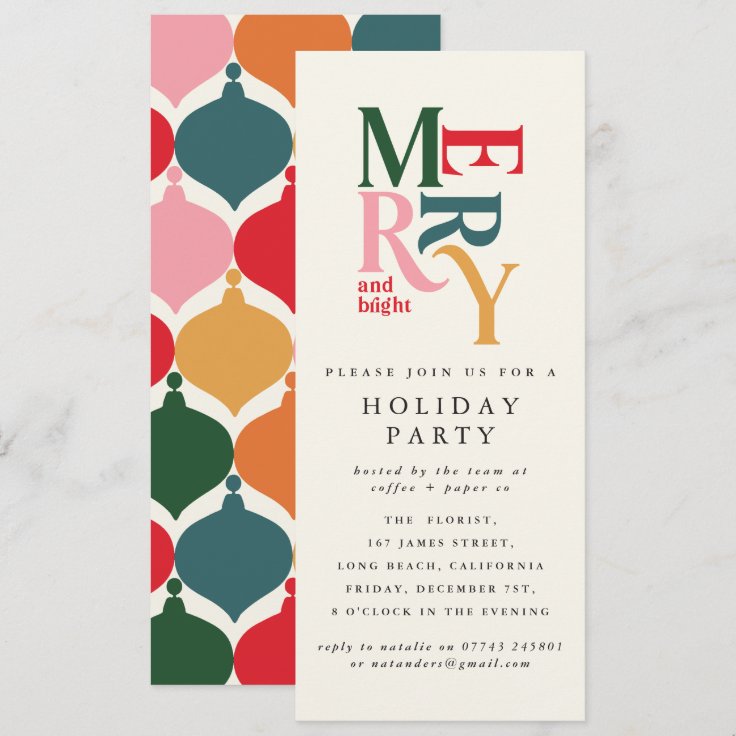 bright colourful corporate Christmas holiday party Invitation | Zazzle