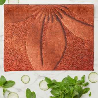 Bright Copper Look Textured Flower Kitchen Towel | Zazzle