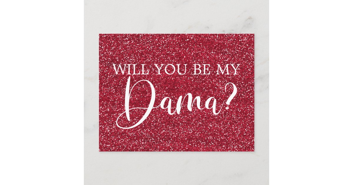 Bright Cranberry Glitter Quinceanera Dama Proposal Invitation Postcard ...
