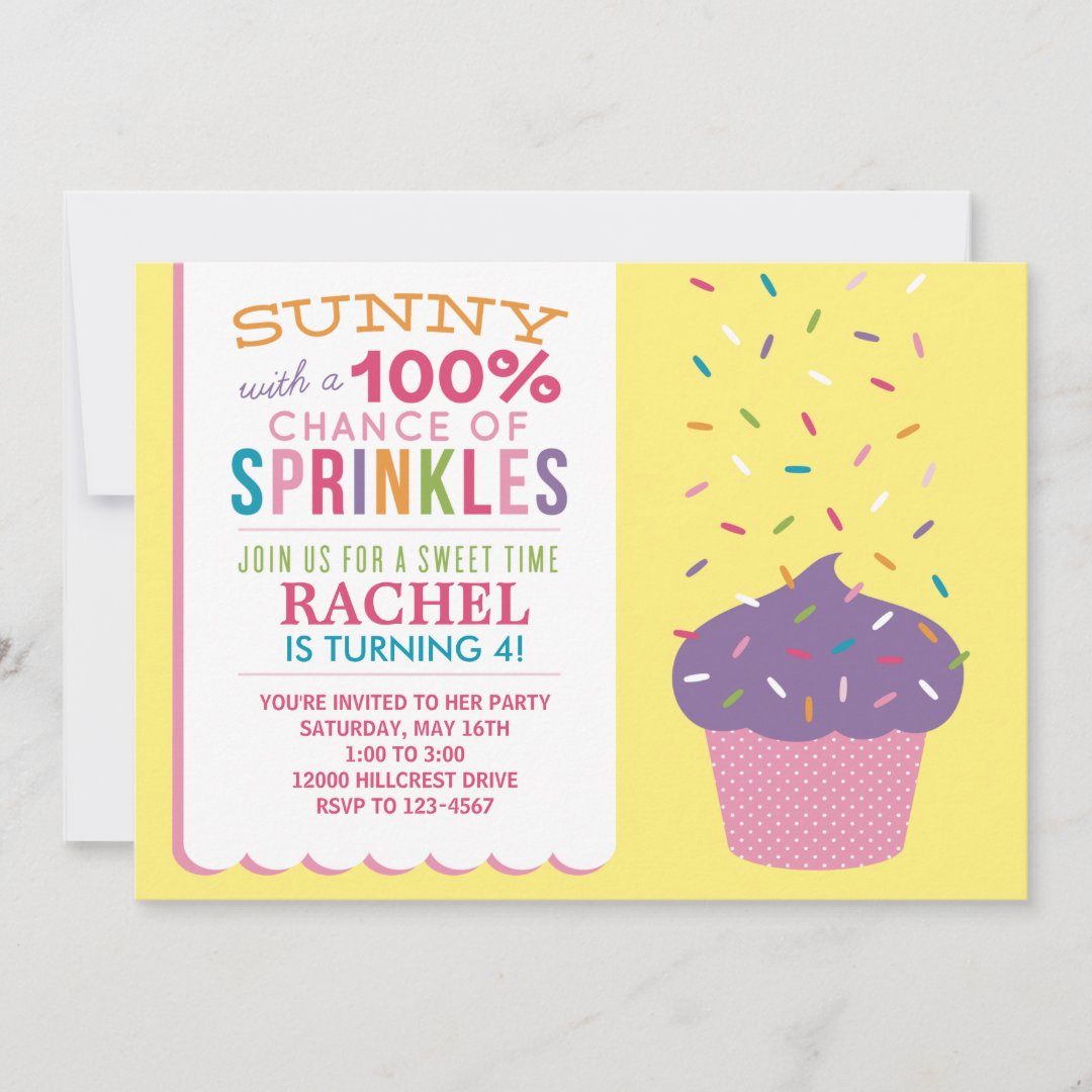 Bright Cupcake Sprinkles Birthday Card | Zazzle