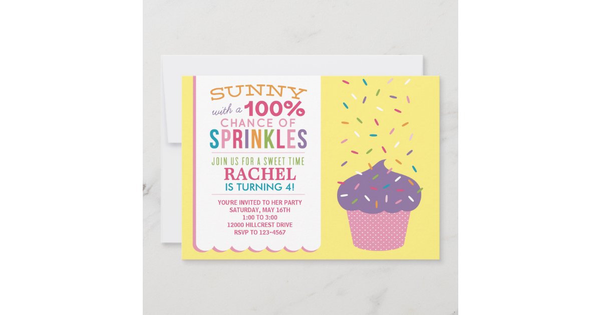 Bright Cupcake Sprinkles Birthday Card | Zazzle