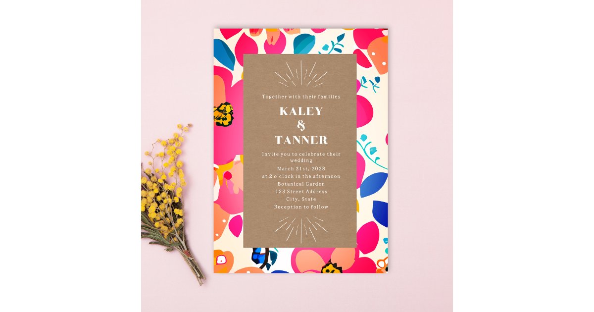 Bright Cutouts Cardstock Abstract Wedding Invitation | Zazzle