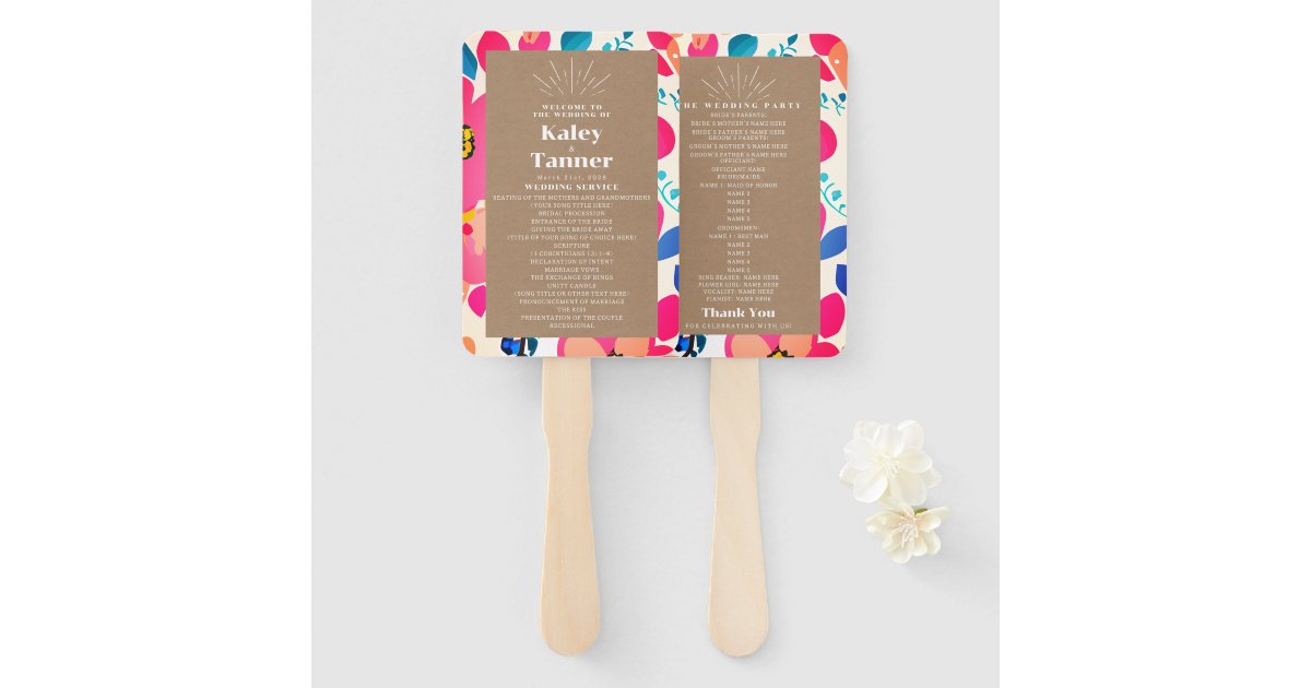 Bright Cutouts Cardstock Inspired Wedding Hand Fan | Zazzle