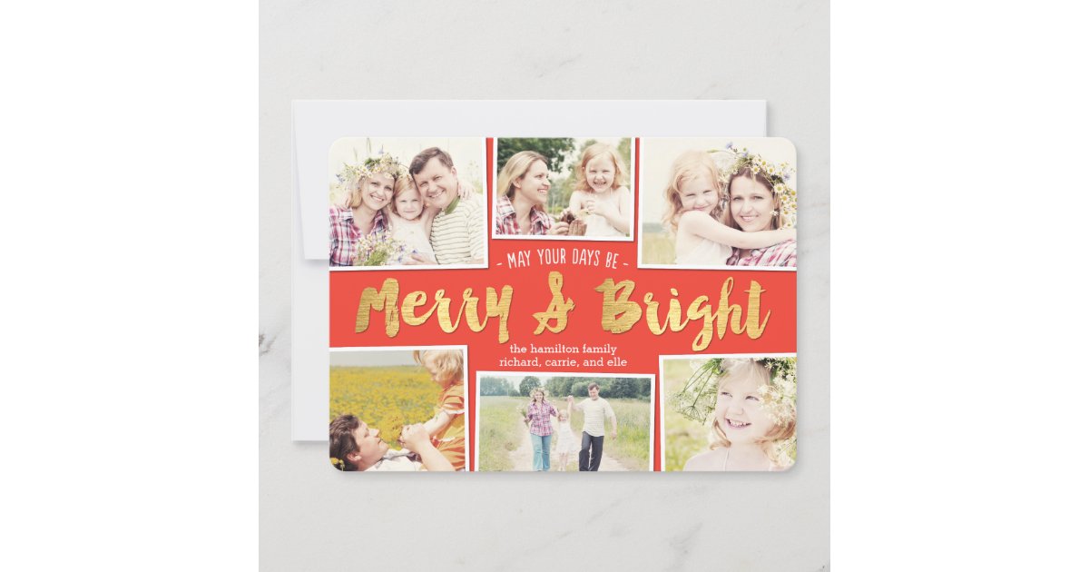 Bright Days Editable Color Collage Holiday Cards | Zazzle
