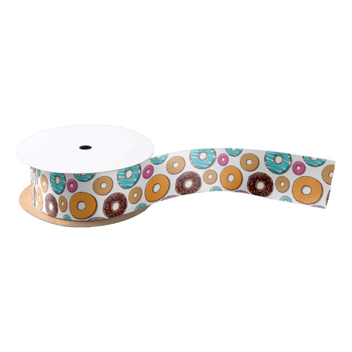 Bright Donut Whimsical Pattern Satin Ribbon | Zazzle.com