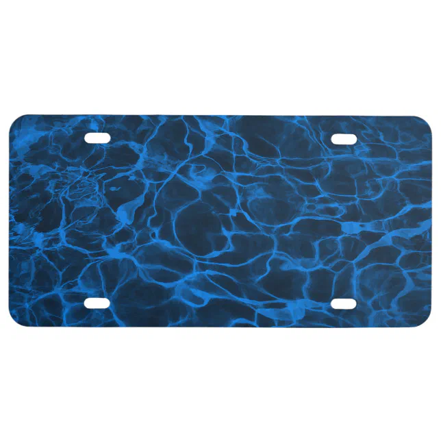 Bright Electric Blue Flaming Water License Plate | Zazzle