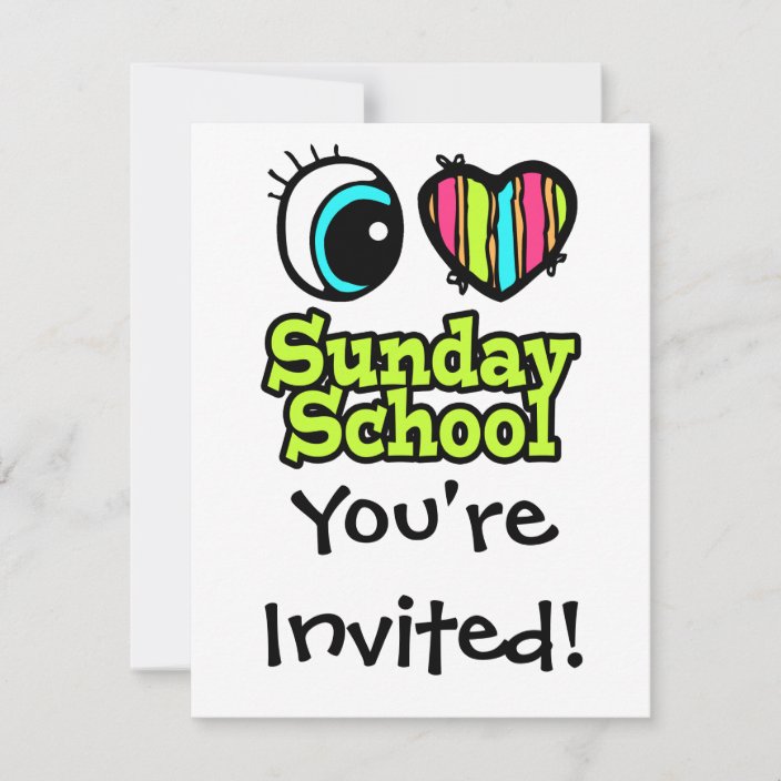 Bright Eye Heart I Love Sunday School Invitation | Zazzle.com