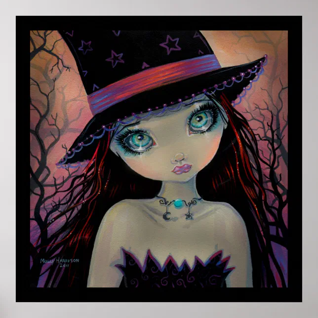 Bright Eyed Witch Fantasy Art Poster | Zazzle