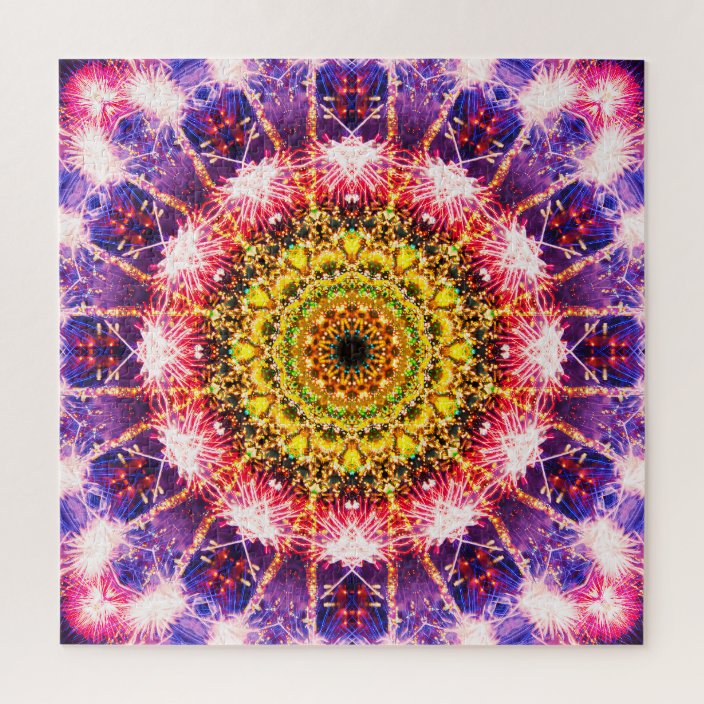 Bright Fireworks Mandala Jigsaw Puzzle | Zazzle.com