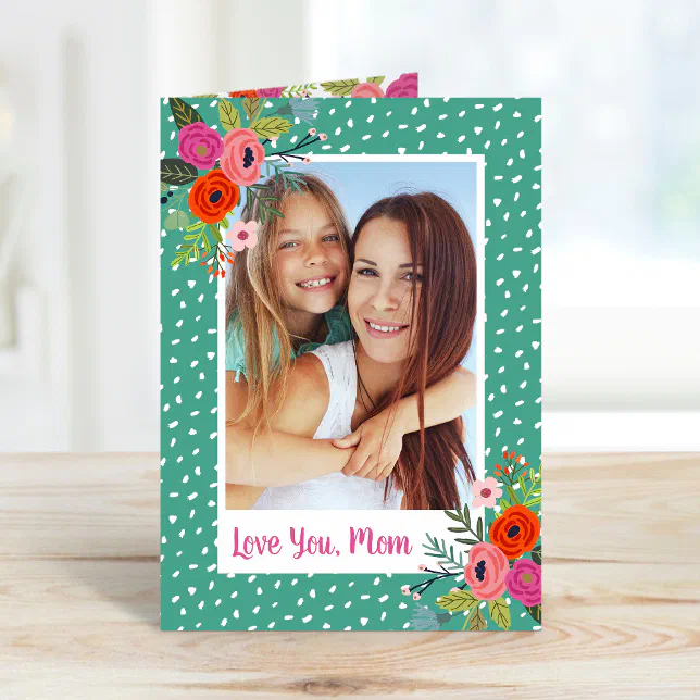 Bright Floral Custom Mother's Day Photo Card | Zazzle