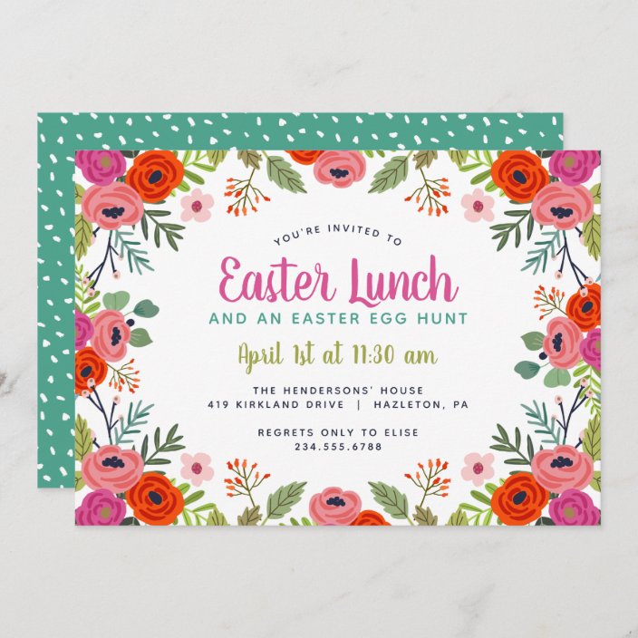 Bright Floral Easter Lunch Invitation | Zazzle.com