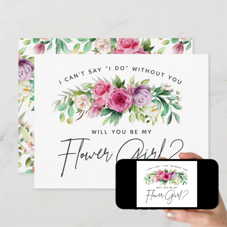 Bright Floral Flower Girl Card | Zazzle