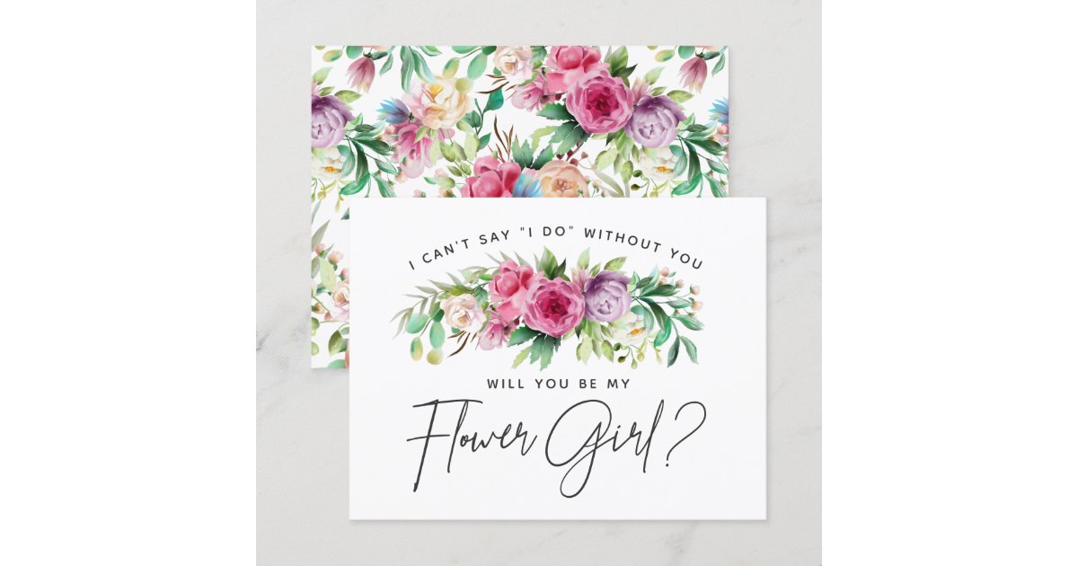 Bright Floral Flower Girl Card | Zazzle