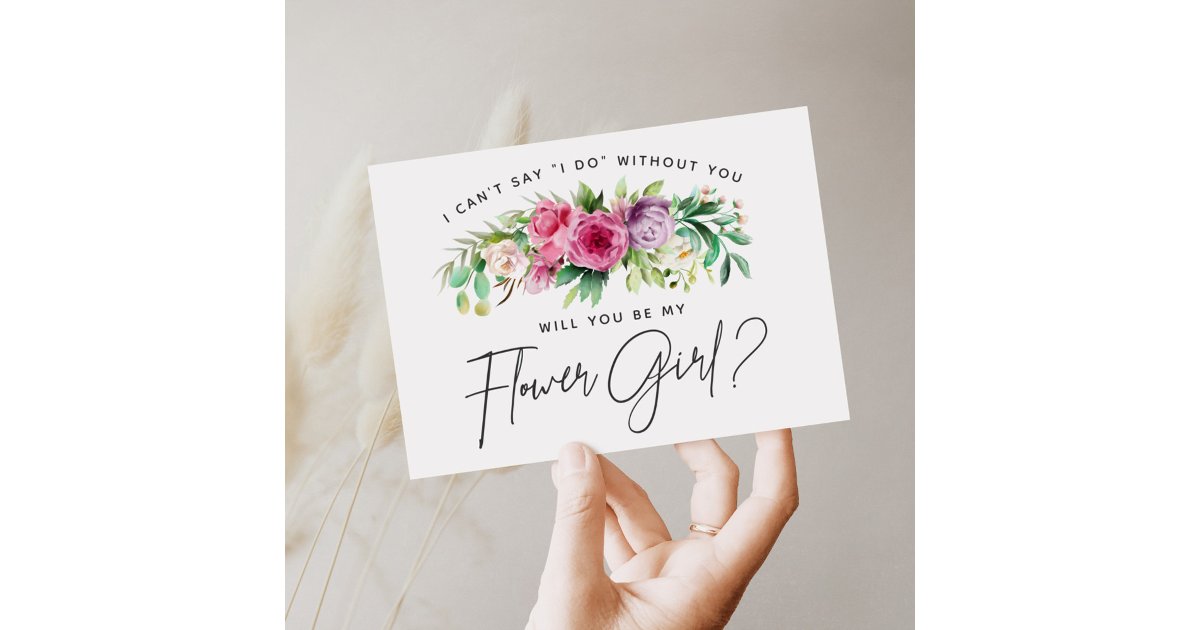 Bright Floral Flower Girl Card | Zazzle