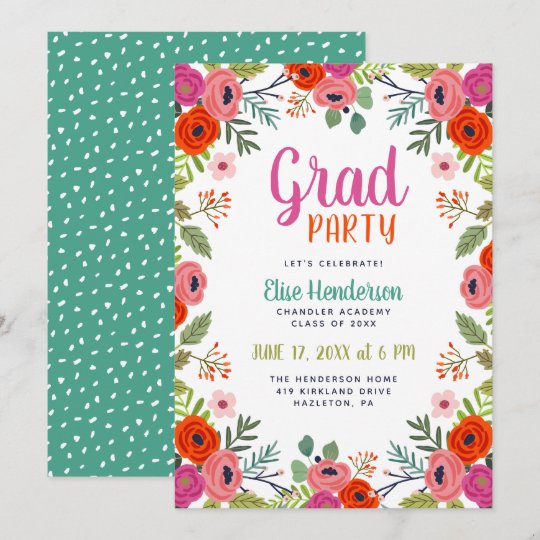 Bright Floral Graduation Party Invitation | Zazzle.com