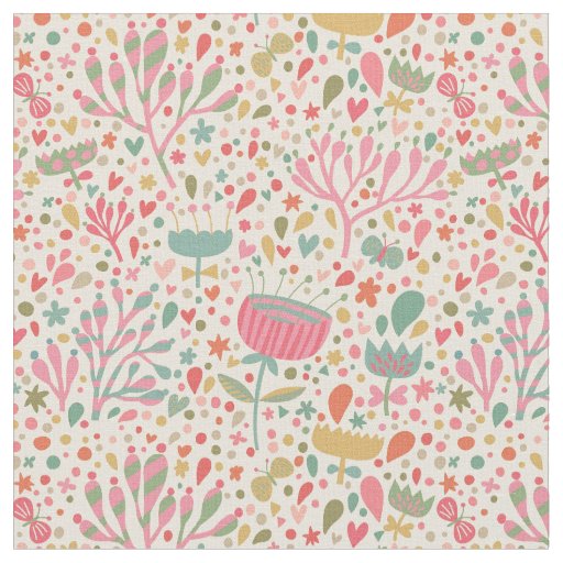 Bright floral pattern fabric | Zazzle