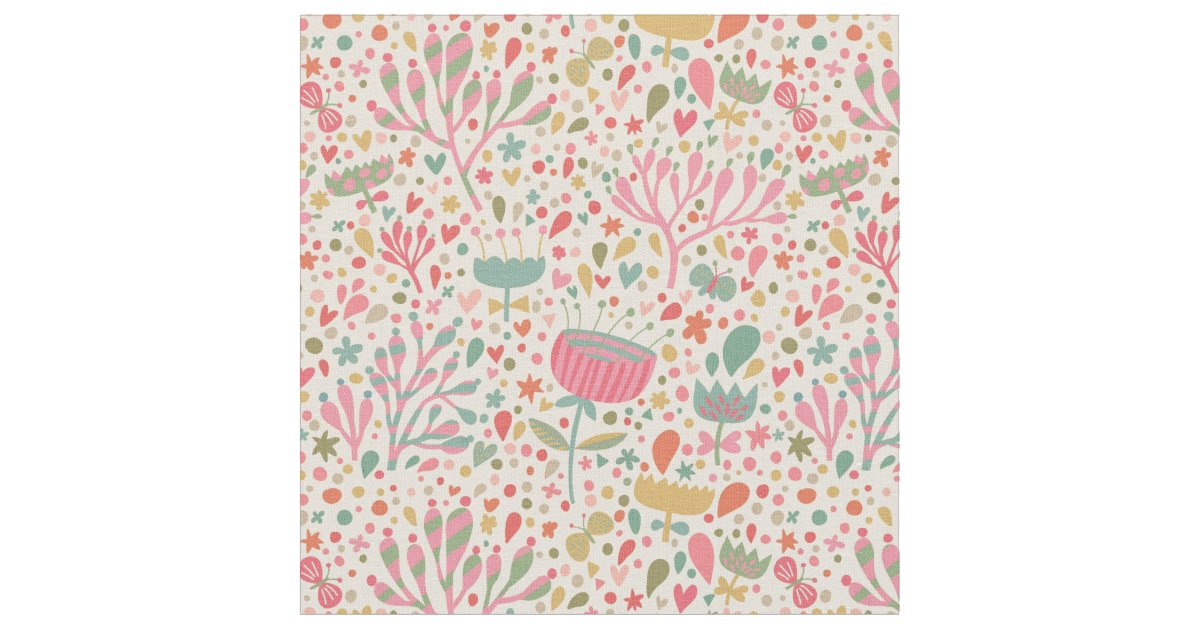 Bright floral pattern fabric | Zazzle