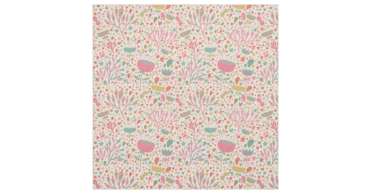 Bright floral pattern fabric | Zazzle
