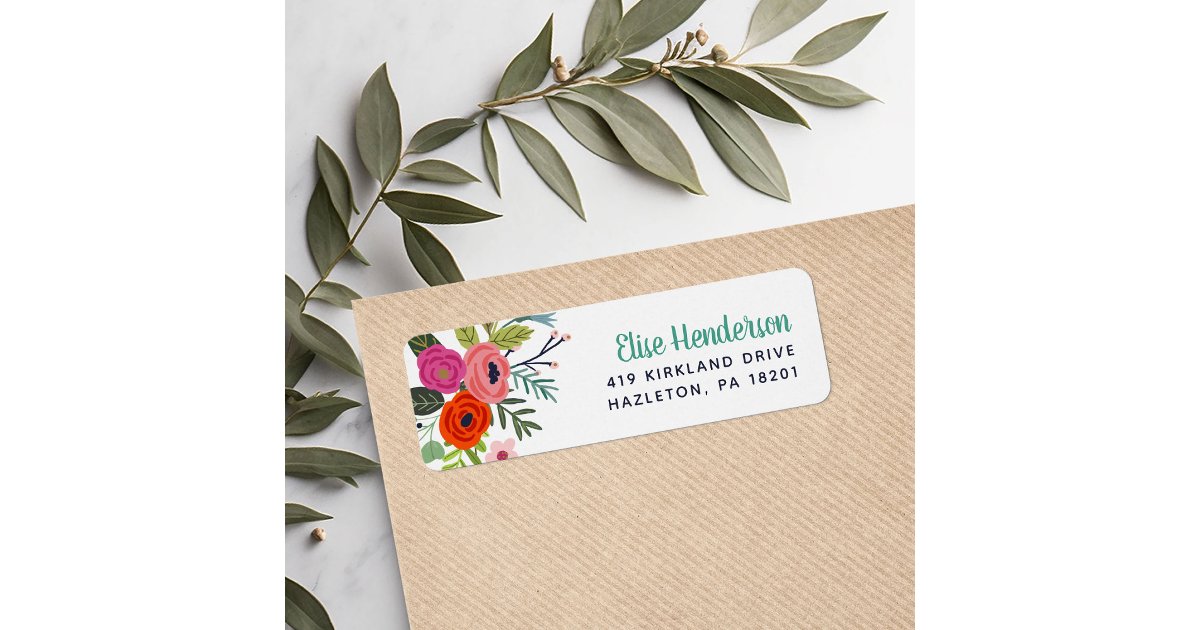 Bright Floral Personalized Return Address Labels | Zazzle