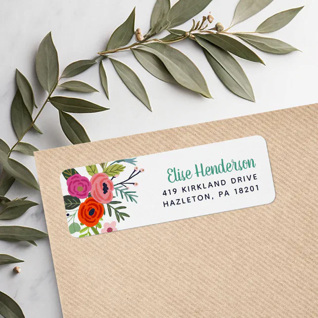 Bright Floral Personalized Return Address Labels | Zazzle