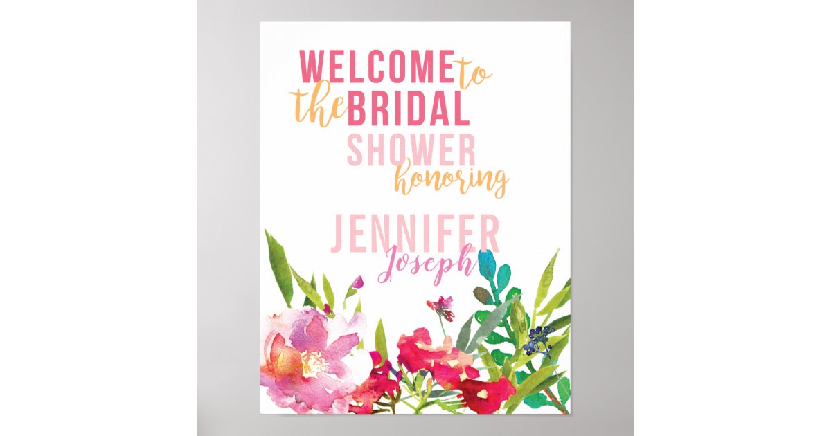 Bright Floral Shower Welcome Sign | Zazzle