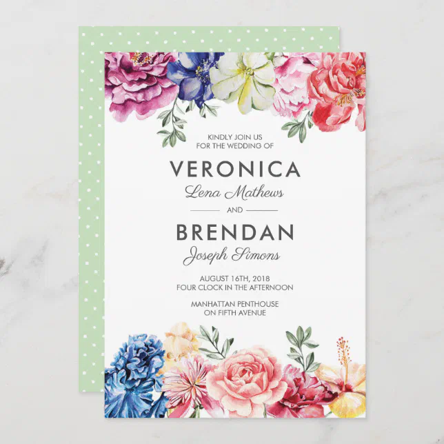 Bright Floral Watercolour Wedding invitation | Zazzle