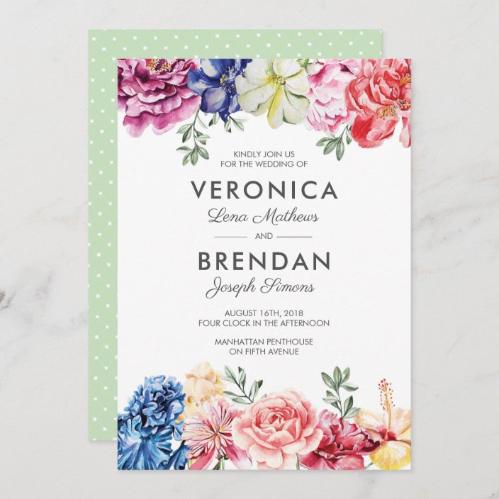 Bright Floral Watercolour Wedding invitation | Zazzle.com