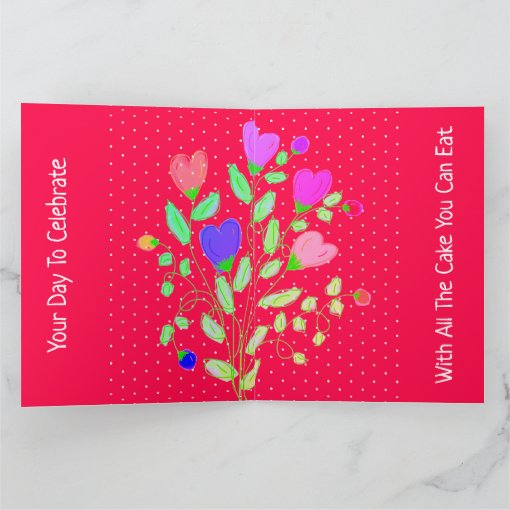 Bright Flowered And Polka Dot Birthday Card | Zazzle