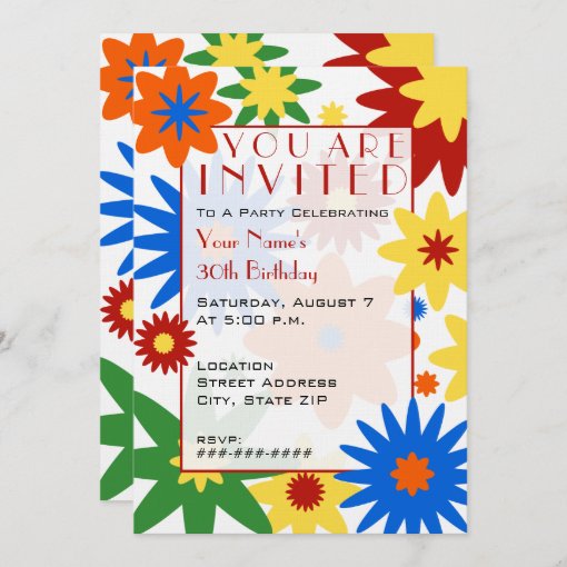Bright Flowers Party Invitation | Zazzle