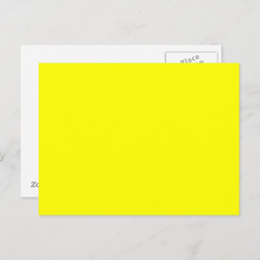 Bright Fluorescent Neon Yellow Postcard | Zazzle