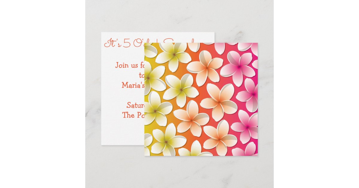 Bright Frangipani/ Plumeria flowers Invitation | Zazzle