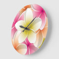 Bright Frangipani/ Plumeria flowers Large Clock | Zazzle